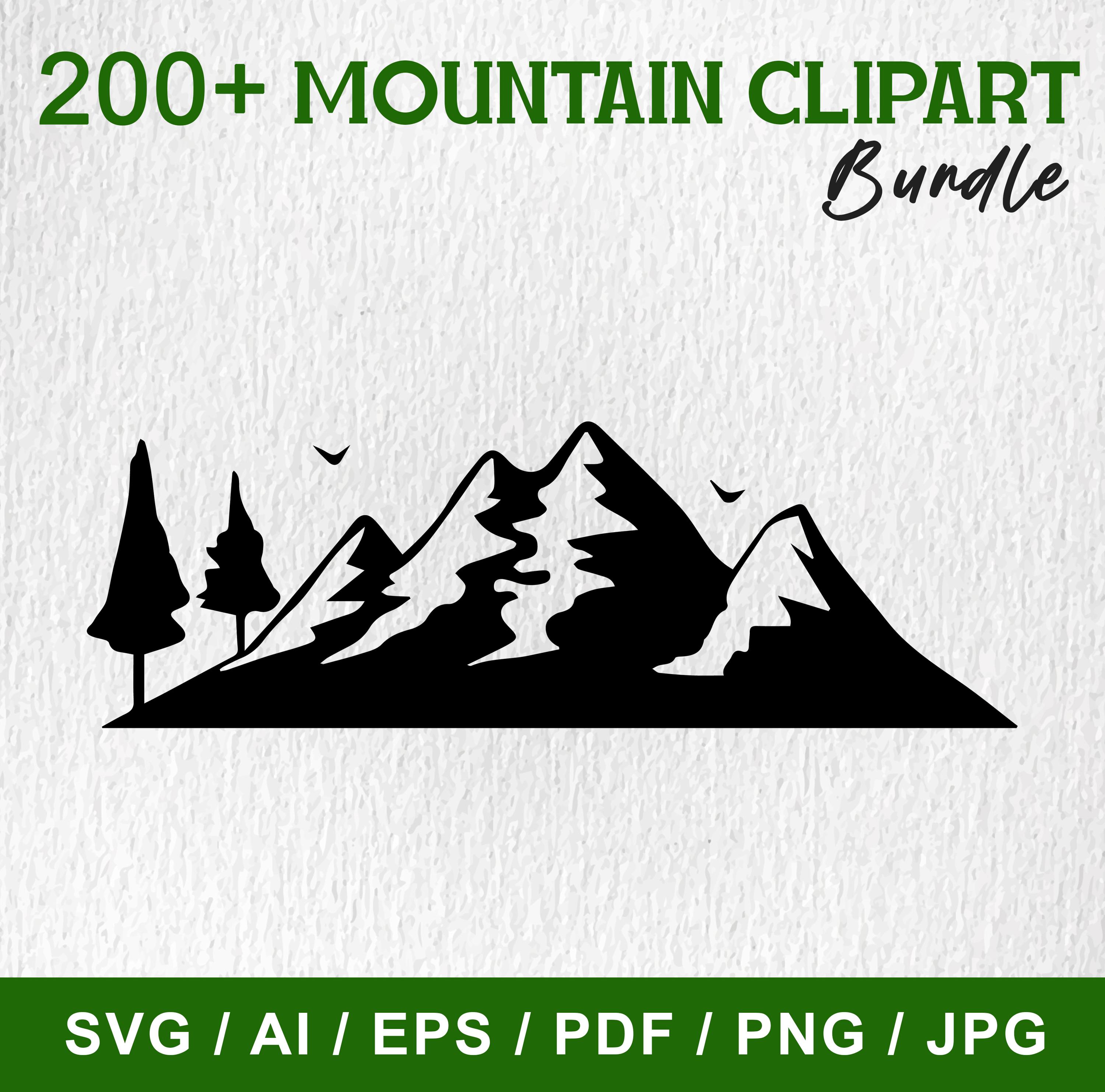 Mountain SVG Bundle: Forest Trees, Landscape Clipart (digital Download ...