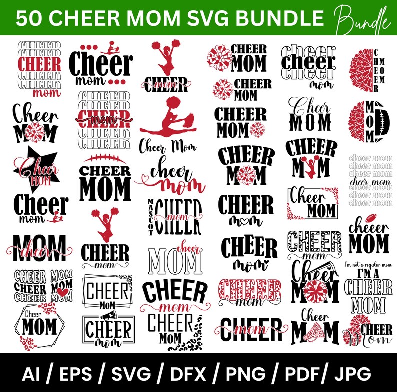 Cheer Mom SVG Bundle, Cheerleading Designs (50 Files) - Etsy