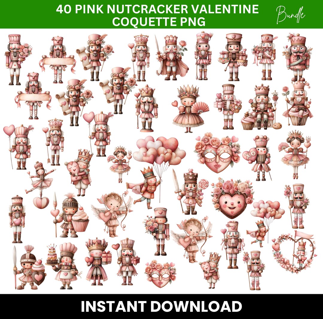 Pink Nutcracker Valentine PNG, Coquette Clip Art (digital Download) - Etsy