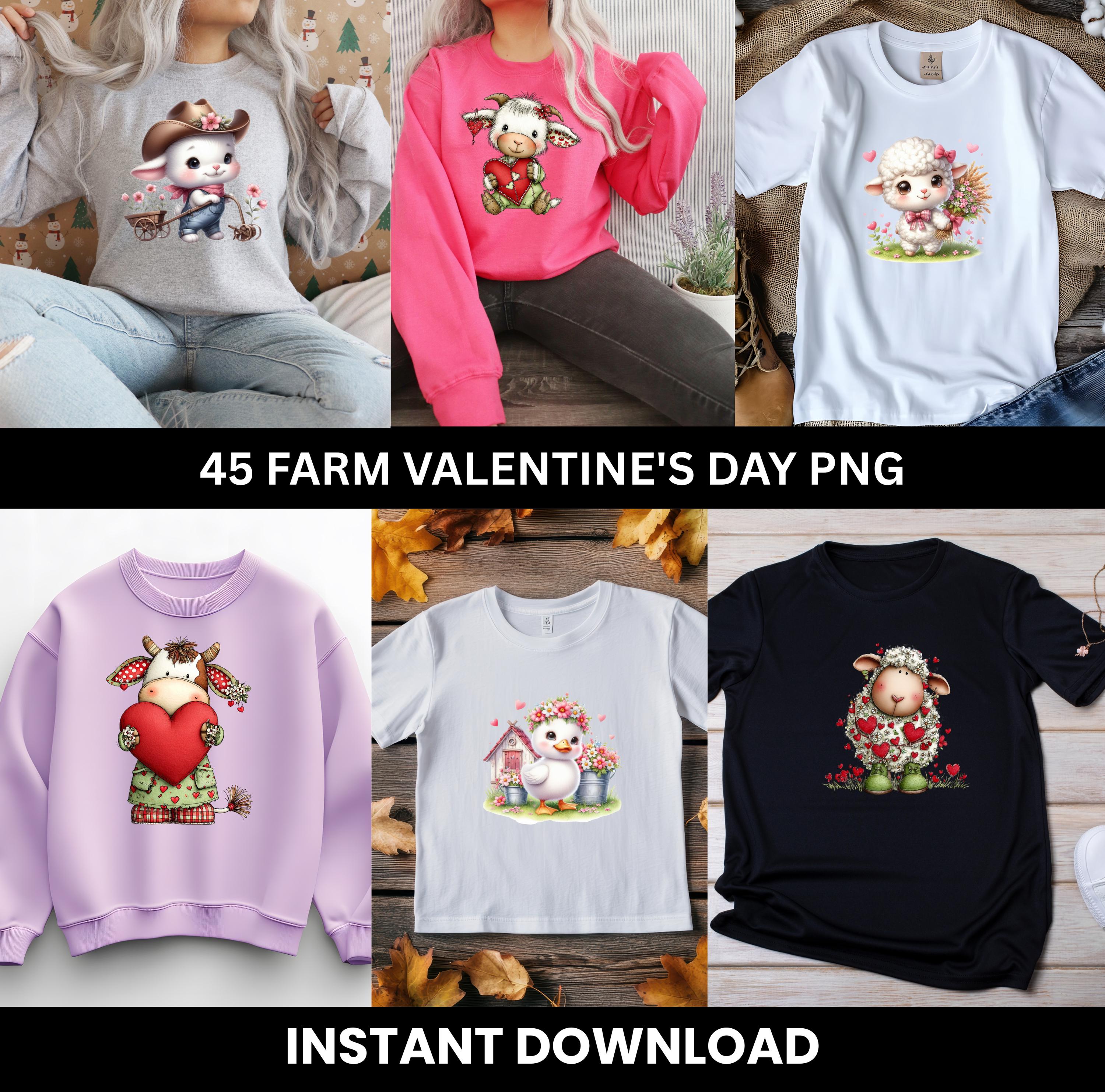 Valentine's Day Farm Animals Clipart: Whimsical Graphics (digital ...