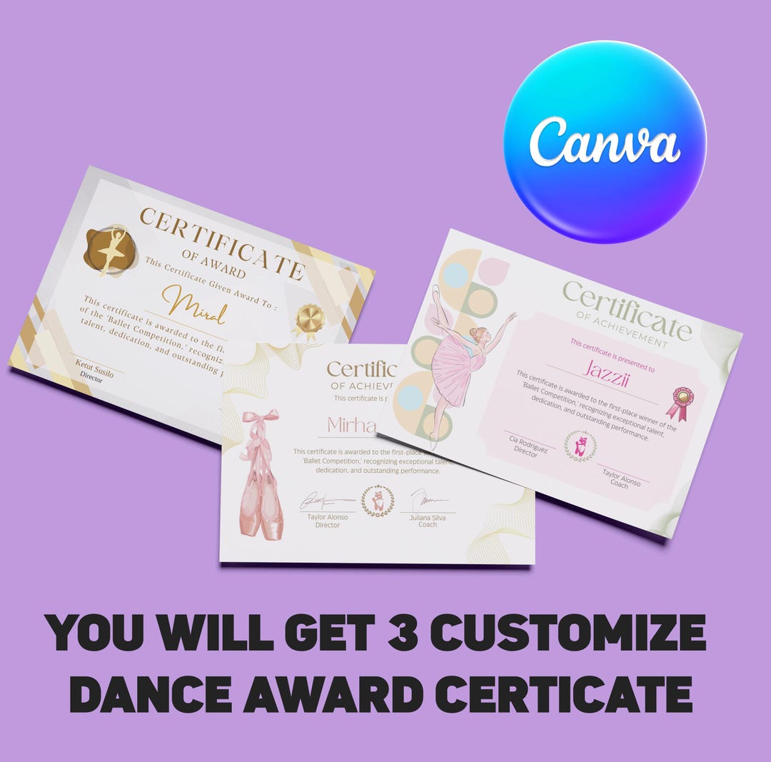 Dance Award Certificates Digital Dance Performance Best Dance ...