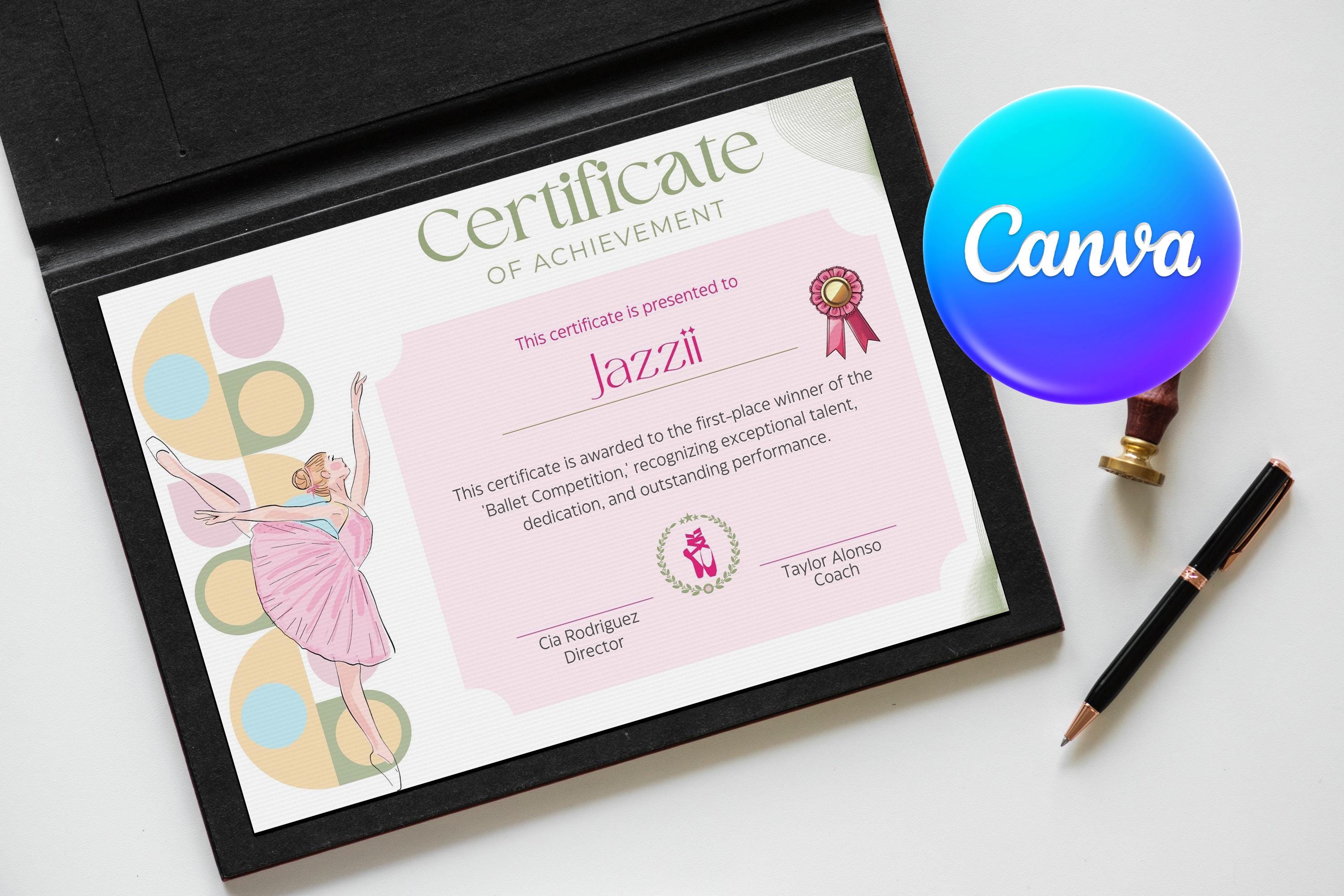 Dance Award Certificates Digital Dance Performance Best Dance ...