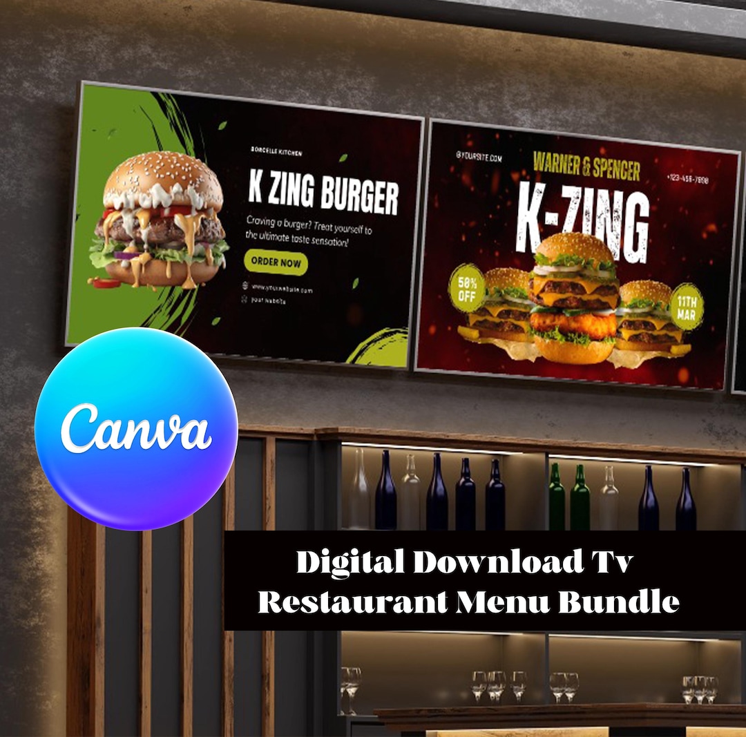 Digital Download Tv Restaurant Menu Bundle, Catering Menu, Restaurant ...