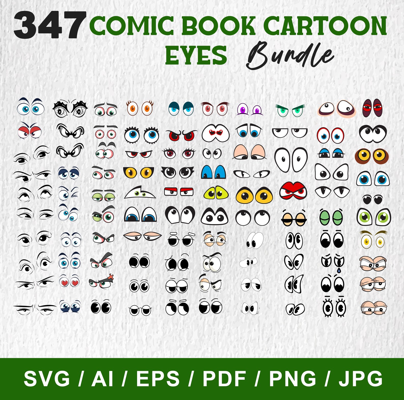 Cartoon Eyes SVG Bundle: Comic, Googly Eyes Cut Files (digital Download ...