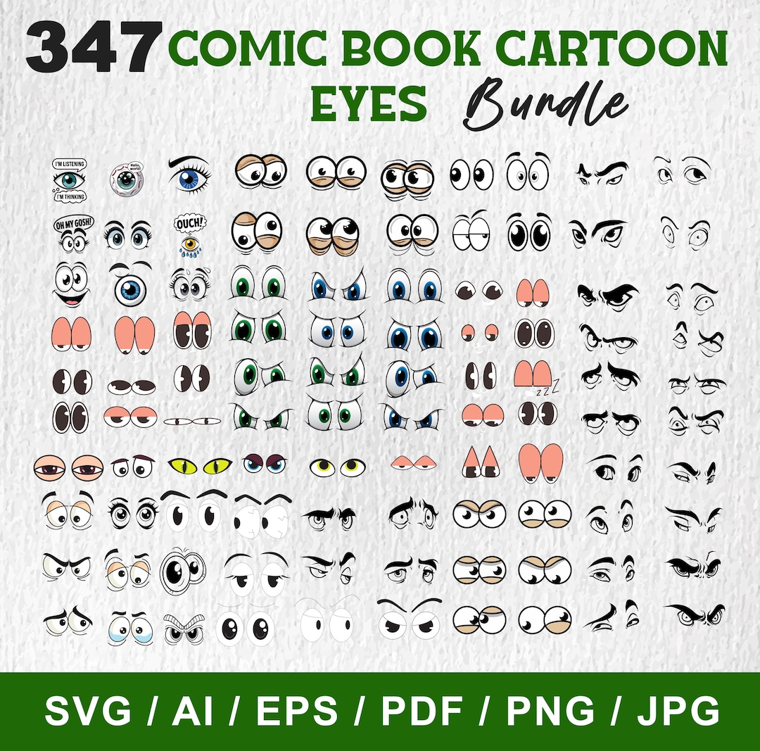 Cartoon Eyes SVG Bundle: Comic, Googly Eyes Cut Files (digital Download ...