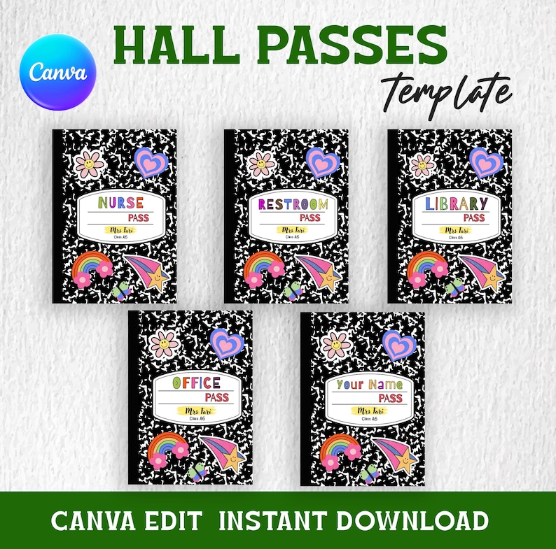 Editable Classroom Hall Passes: Retro Teacher Decor (canva Template ...