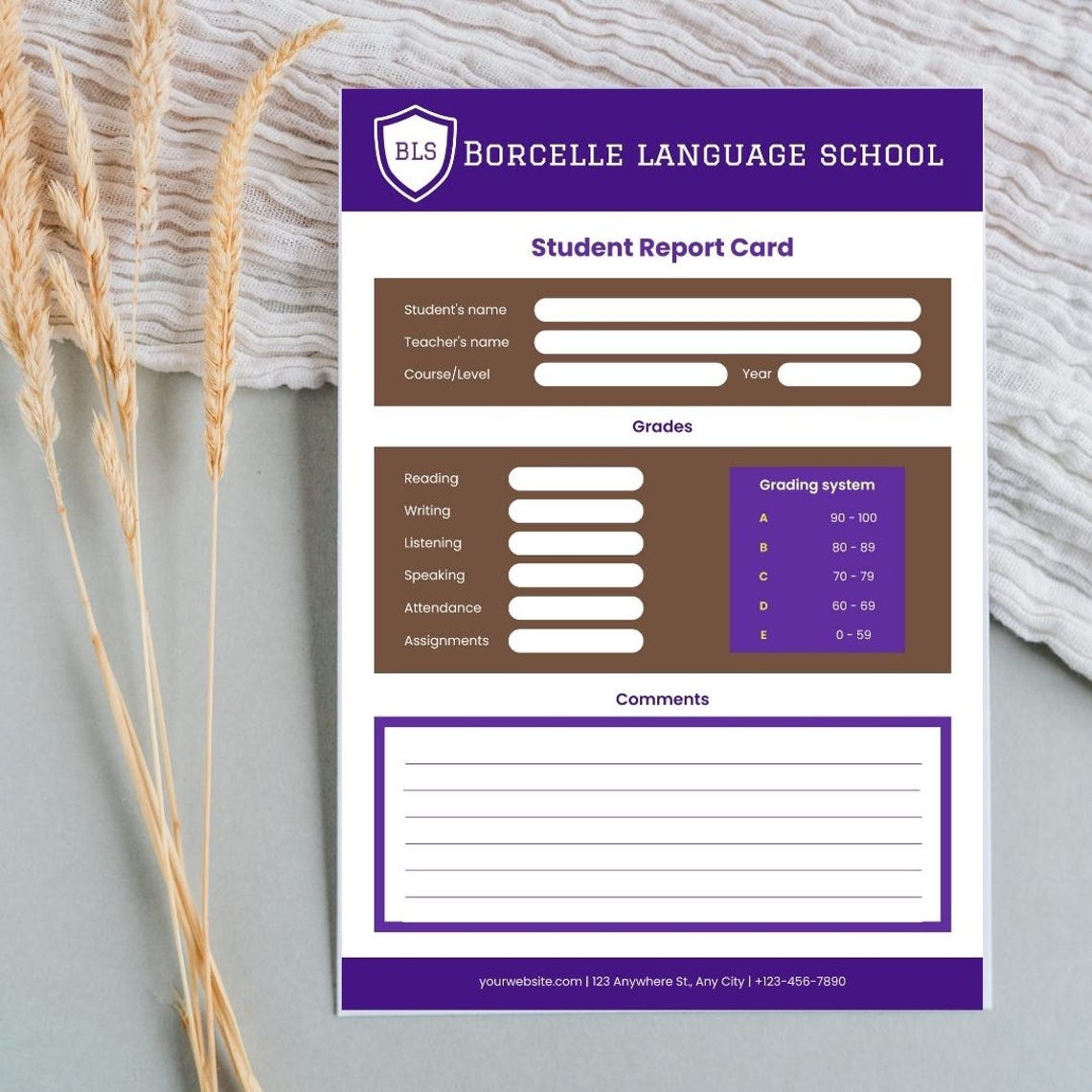 Editable Homeschool Report Card Template: Fillable Academic Record ...