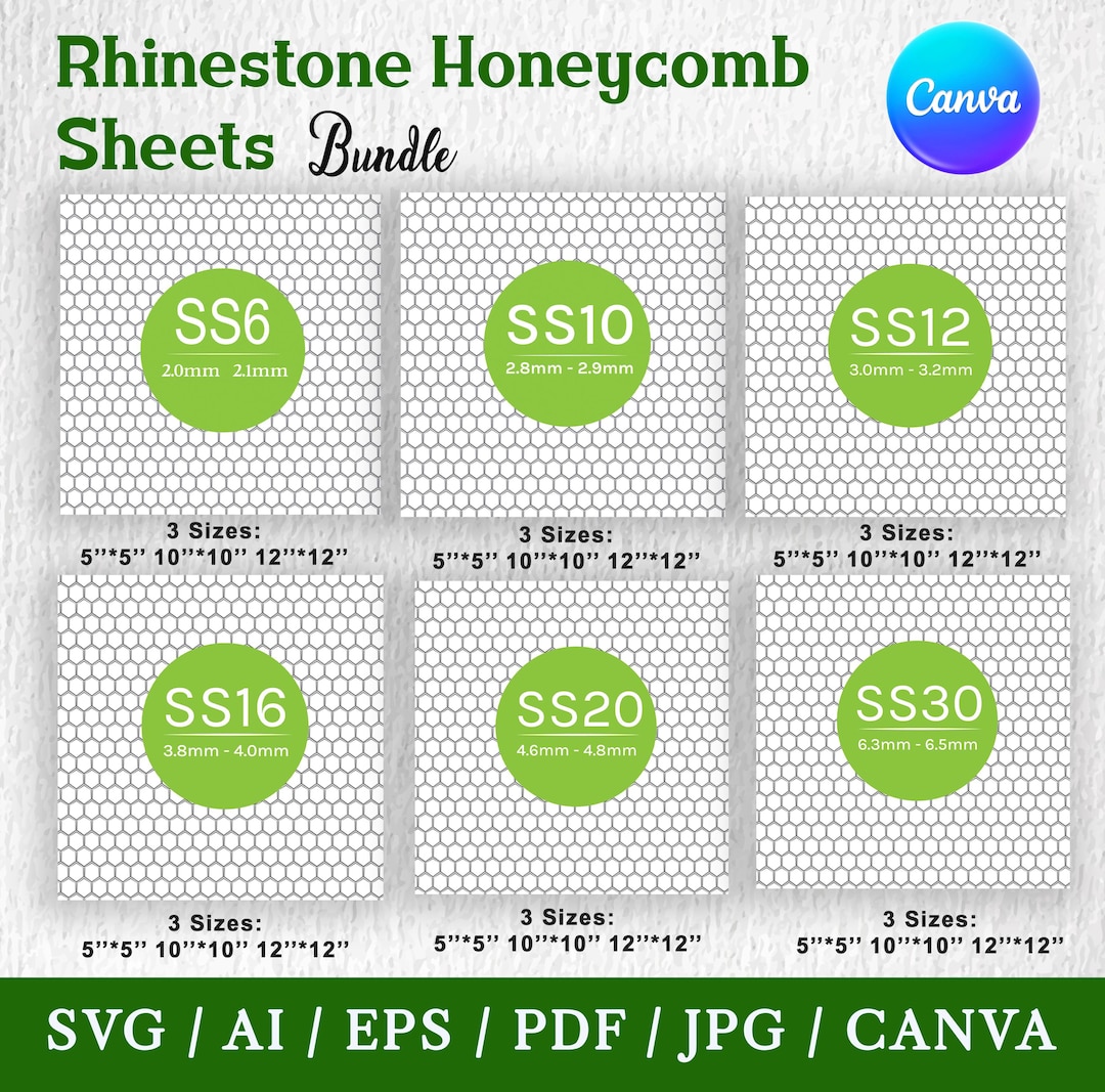 Honeycomb Rhinestone Template Bundle: SS6-SS30 Sizes (digital Download ...