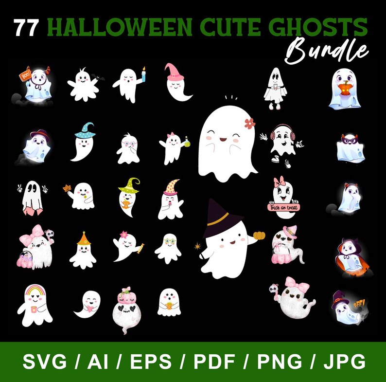 Cute Ghost SVG Bundle, Halloween Clipart (instant Download) - Etsy