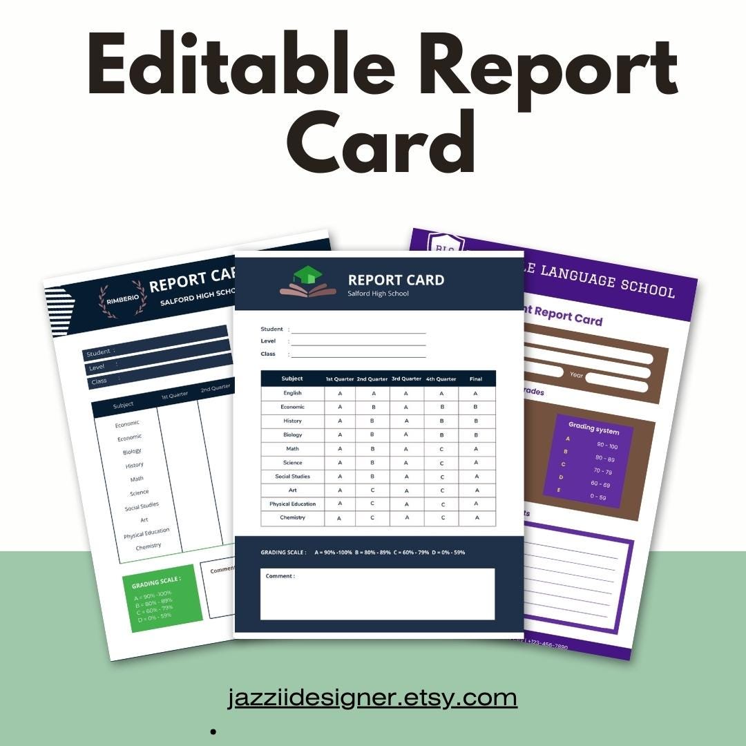 Editable Homeschool Report Card Template: Fillable Academic Record ...