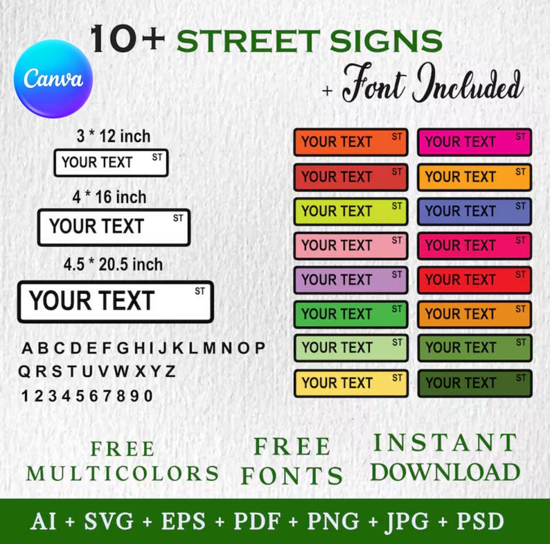 Customizable Street Sign Template: SVG, PNG, EPS, Cricut, Silhouette ...