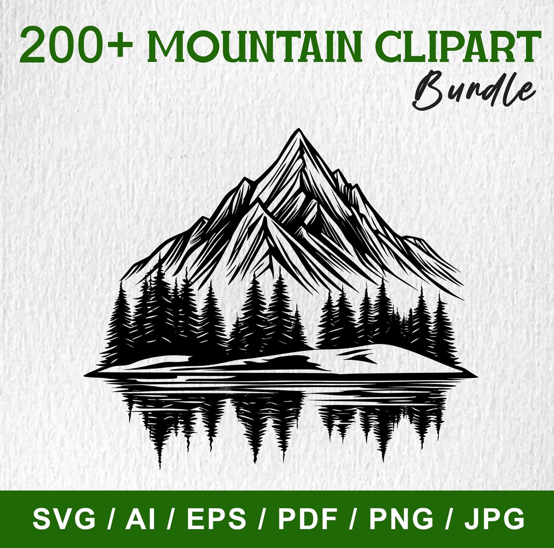 Mountain SVG Bundle: Forest Trees, Landscape Clipart (digital Download ...