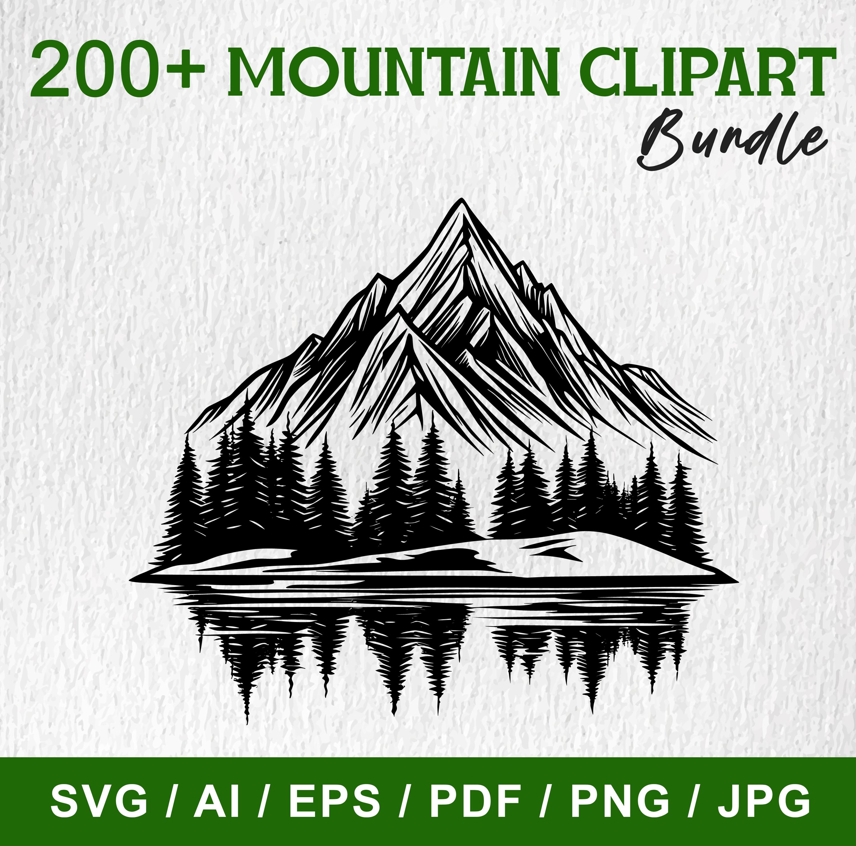 Mountain SVG Bundle: Forest Trees, Landscape Clipart (digital Download ...