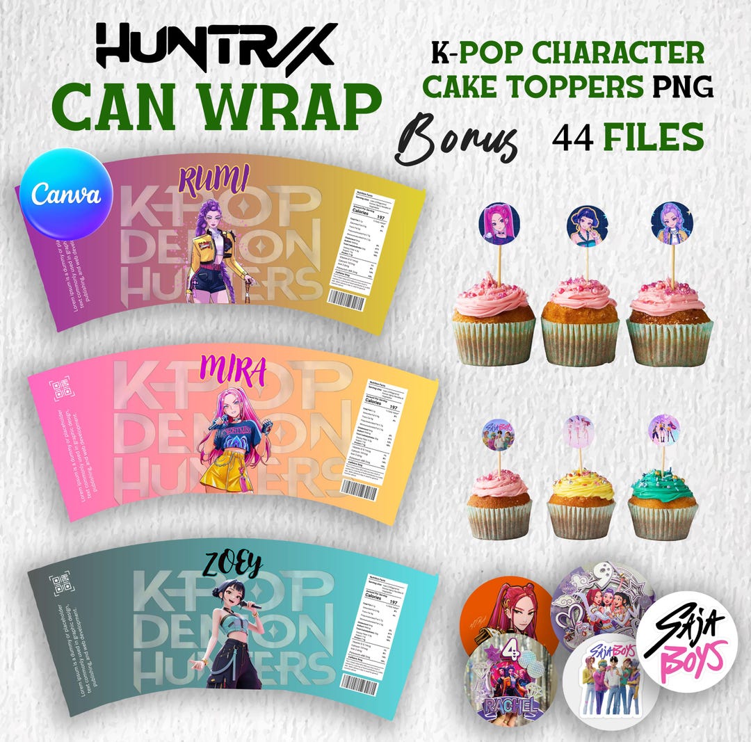 Kpop Huntrix Girls Soda Pop Mini Can Wrap Label K Pop Demon Hunters ...