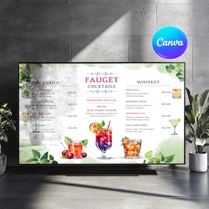 TV Restaurant Menu Bundle: Coffee, Indian, Cocktail, Desserts (digital ...