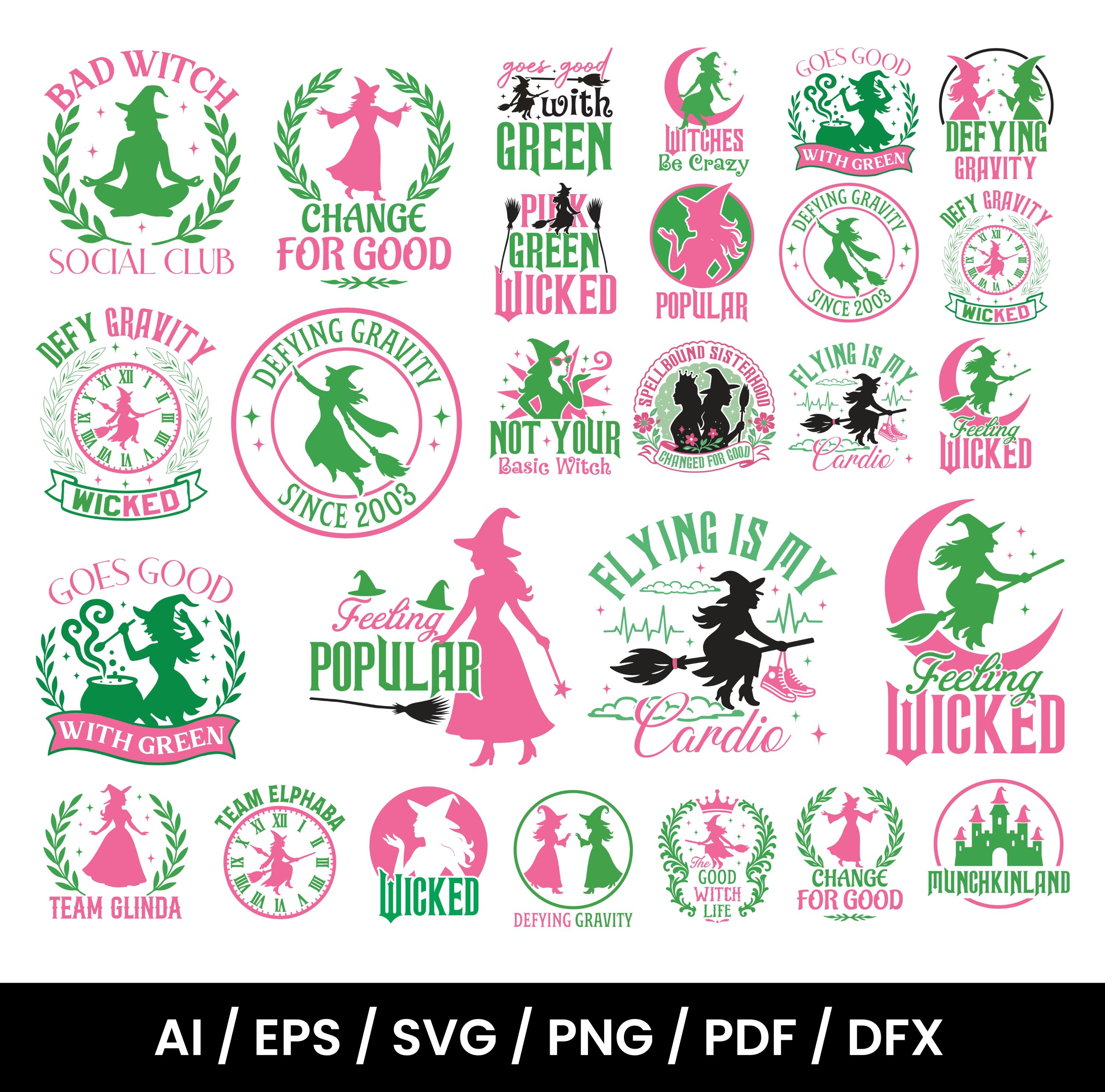 Wicked Movie SVG Bundle, Witchy Halloween Clipart (digital Download) - Etsy