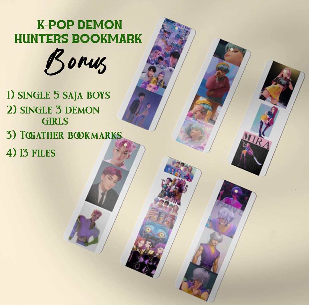 K-pop Demon Hunters Bookmark Set | Huntrix Girls Fan Art (digital ...