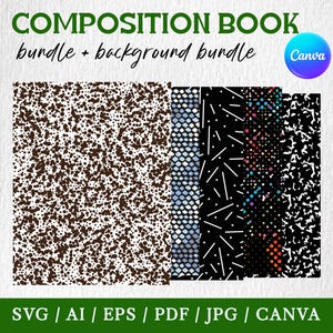 Composition Book Cover SVG: Notebook Template, Labels (digital Download ...