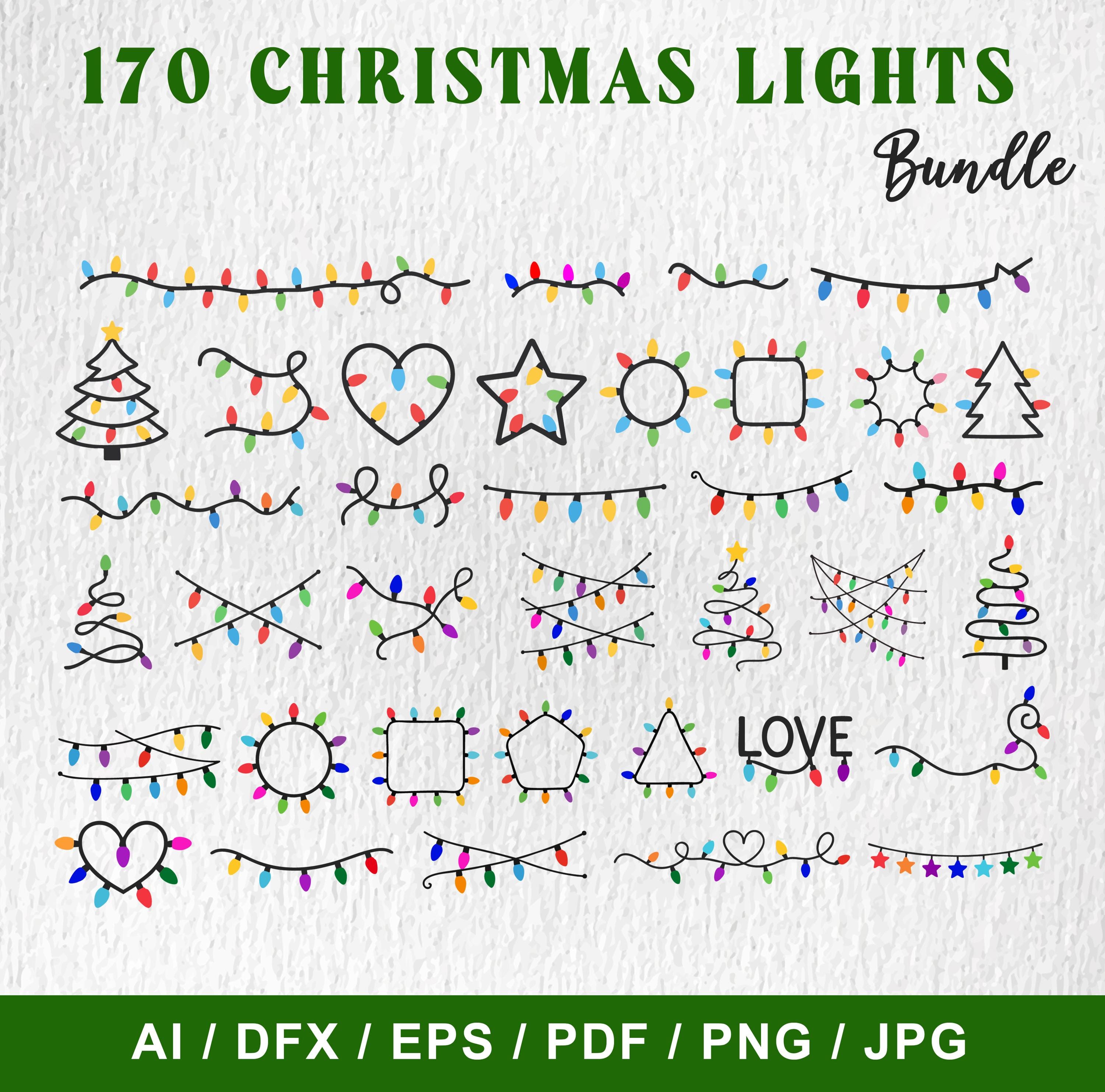 Christmas Lights SVG Bundle: Seamless Patterns, Light Strands (digital ...