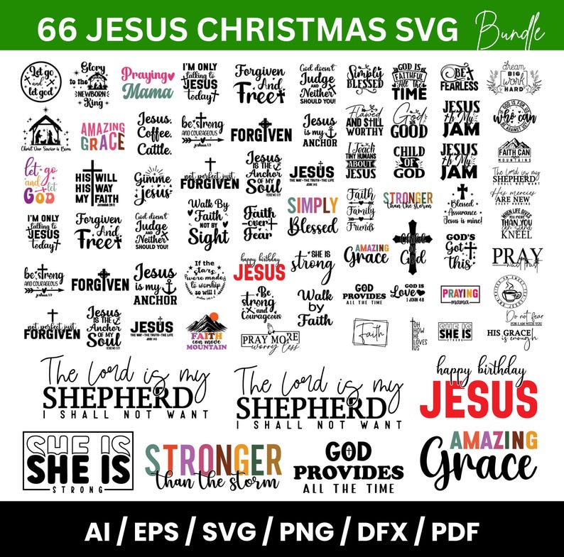 Jesus SVG Bundle, Christian Bible Verse, Faith, Cross (digital Download ...