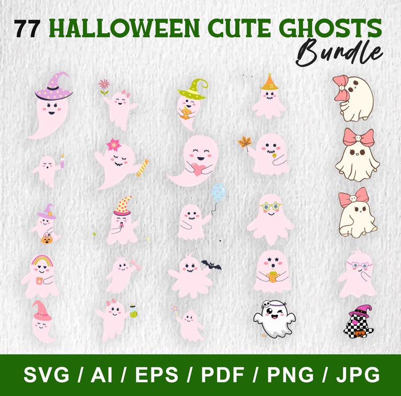 Cute Ghost SVG Bundle, Halloween Clipart (instant Download) - Etsy