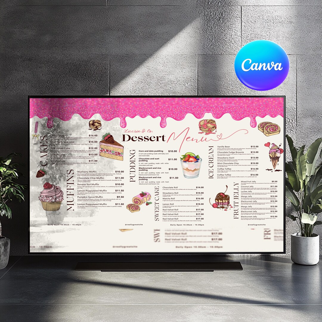 TV Restaurant Menu Bundle: Coffee, Indian, Cocktail, Desserts (digital ...