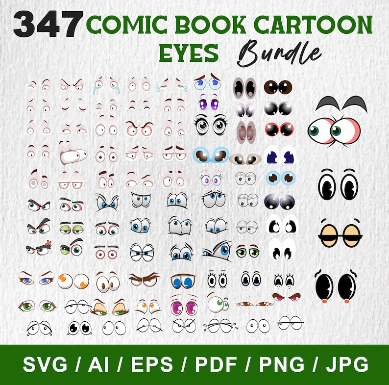 Cartoon Eyes SVG Bundle: Comic, Googly Eyes Cut Files (digital Download ...