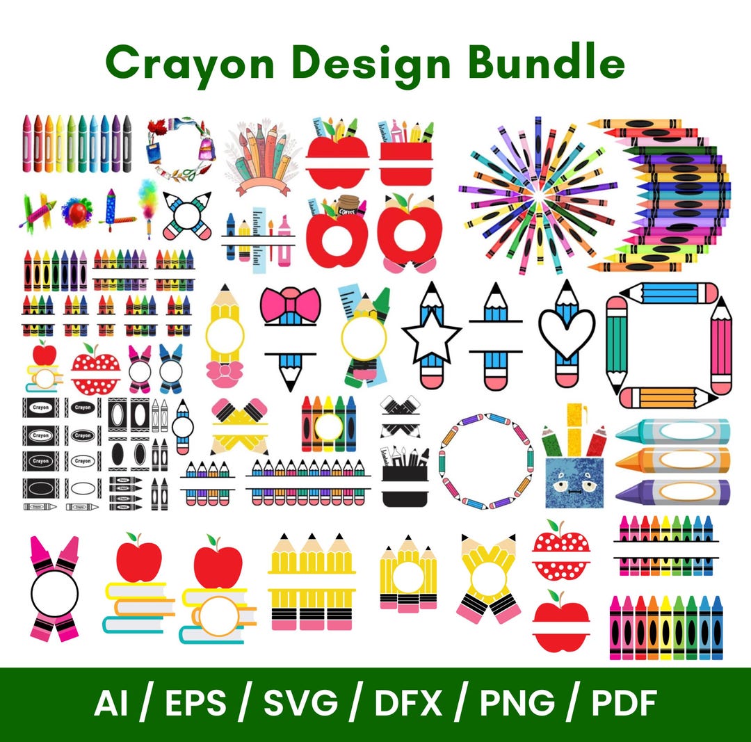 Crayon Split Monogram SVG Bundle, Teacher Designs (digital Download) - Etsy