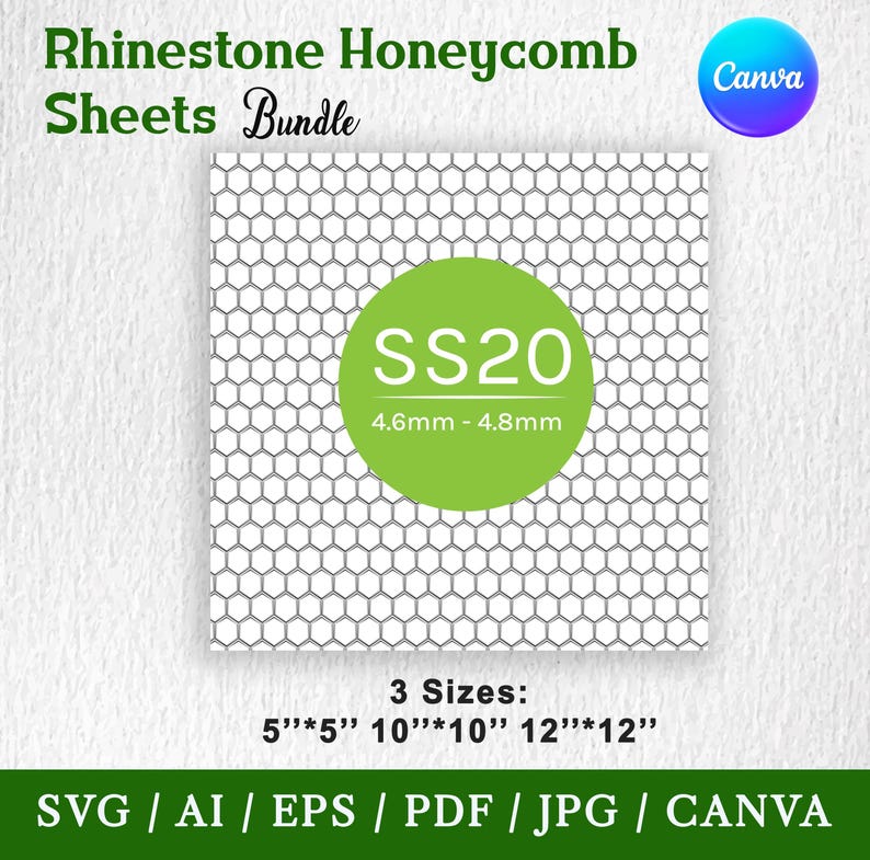 Honeycomb Rhinestone Template Bundle: SS6-SS30 Sizes (digital Download ...