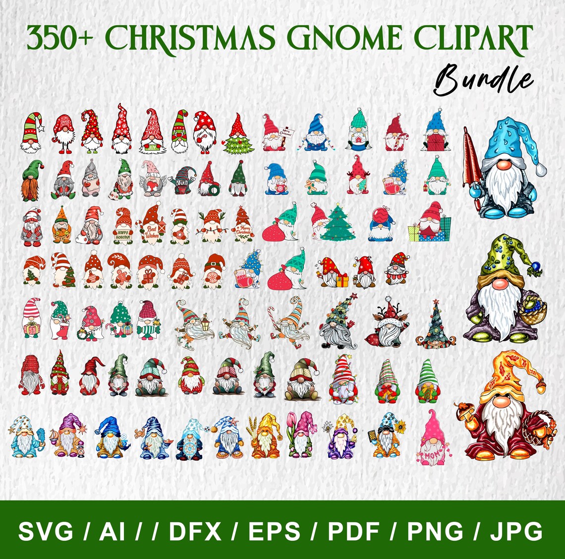Christmas Gnome SVG Bundle: Holiday Clipart, Cut Files (instant ...