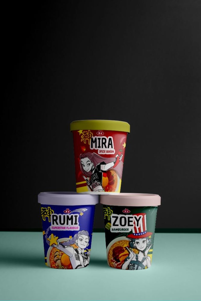 Kpop Demon Hunters Ramen Cup Noodle Label, Cosplay Party Decor ...