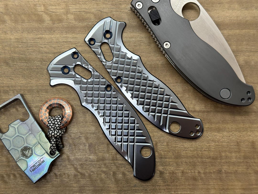 Black Engraved FRAG Milled Titanium Scales for Spyderco MANIX 2 ...