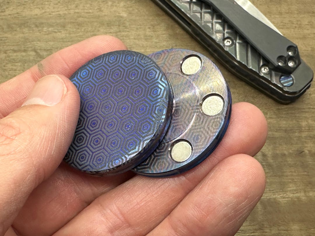 Flamed HONEYCOMB HAPTIC Coins CLICKY Titanium Haptic Slider Fidget ...