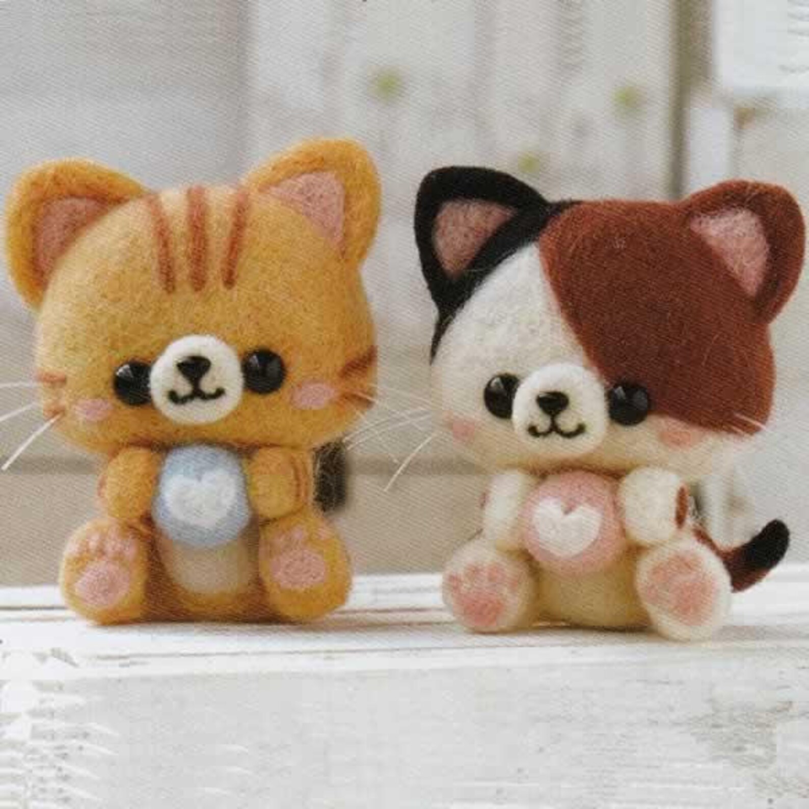 DIY Handmade Wool Felt Kit Calico Cat & Yellow Tiger Cat - Etsy