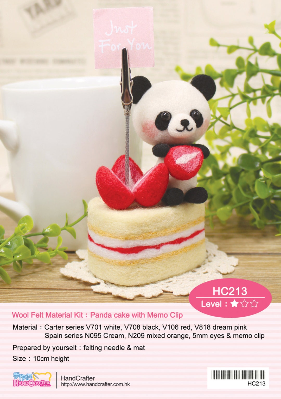 Needle Felting Use Wool Felt to Make Panda Strawberry Cake With Memo ...