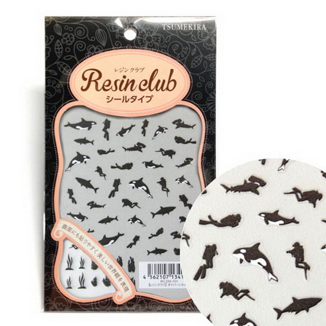 Japan Resin Club Pattern Sticker Diver Silhouette Super Design Film ...