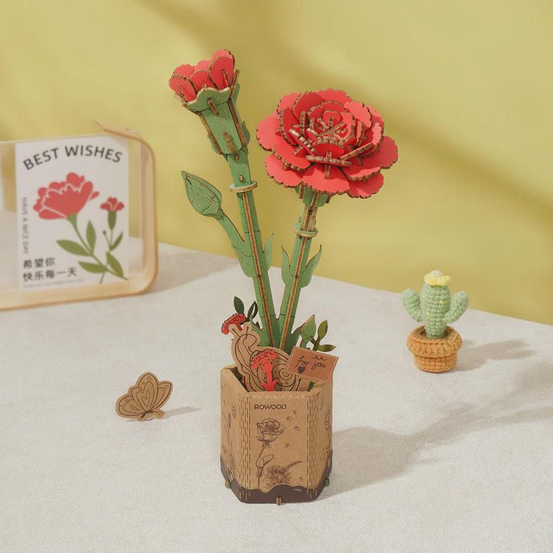Rolife DIY Miniature Flower Red Carnation 3D Puzzle DIY Kit TW052 - Etsy