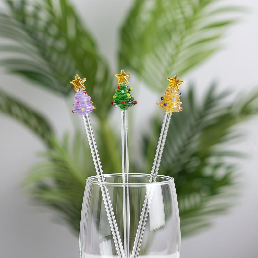 Handmade Glass Christmas Tree Stir Sticks – Festive Drink Swizzlers - Etsy