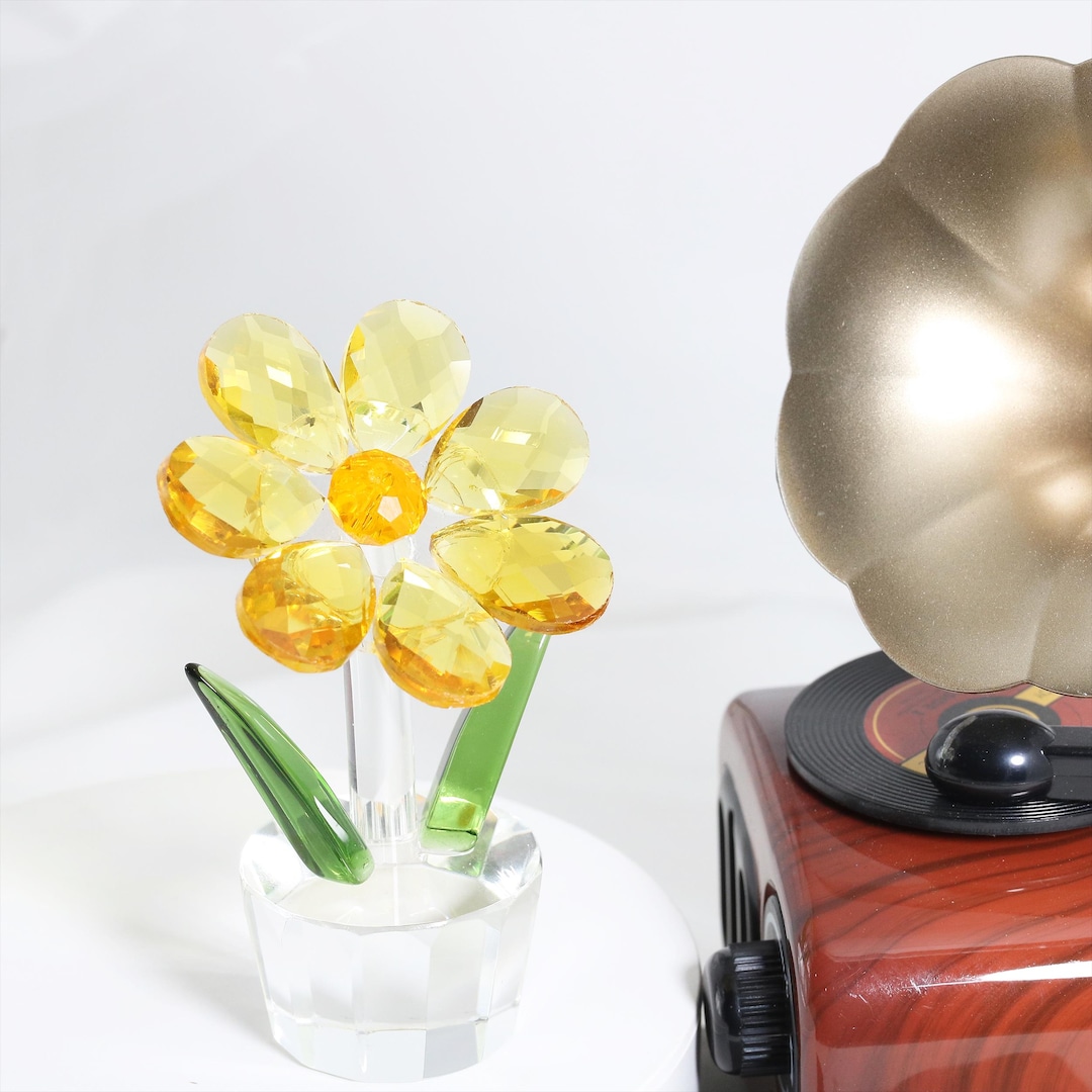 Small Crystal Sunflower Figurine, Handmade Elegant Glass Sunflower Home ...