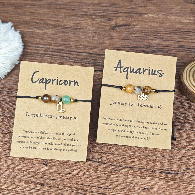 Handmade Zodiac Crystal Bracelet, Astrology Birthstone Jewelry Gift - Etsy