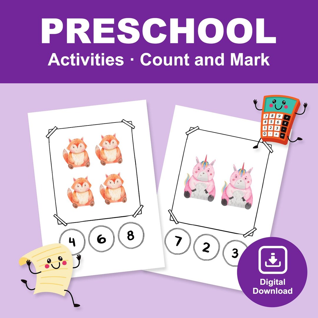 Count and Mark Worksheets, 12 Pages, A4 Size, Preschool Printable ...