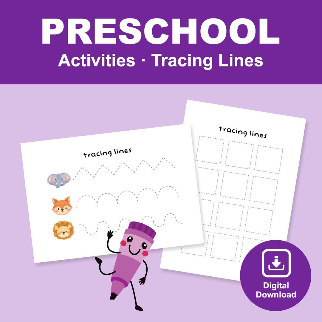 10 Tracing Practice, Pre-writing Worksheets, Line Tracing, Toddler ...