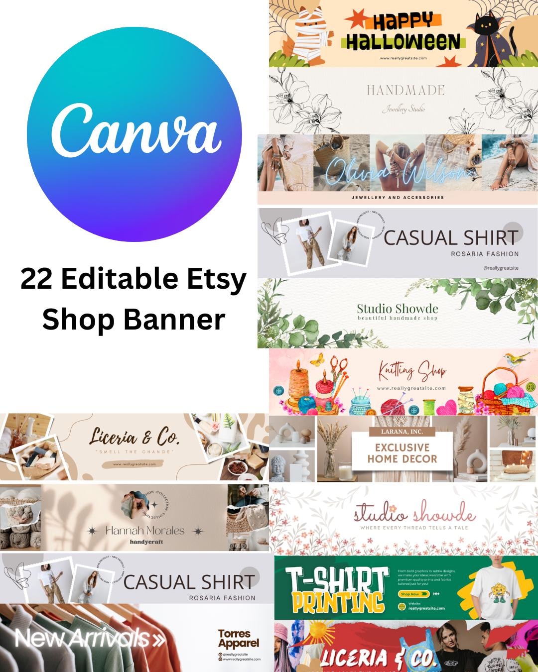 22 Editable Etsy Shop Banner Templates: Canva Bundle (digital Download ...