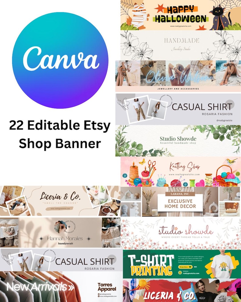 22 Editable Etsy Shop Banner Templates: Canva Bundle (digital Download ...