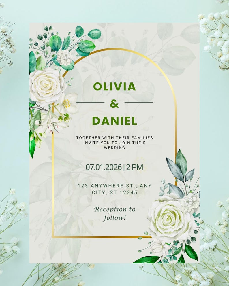 Wedding Invitation Template Printable | Minimalist Modern DIY Invite ...
