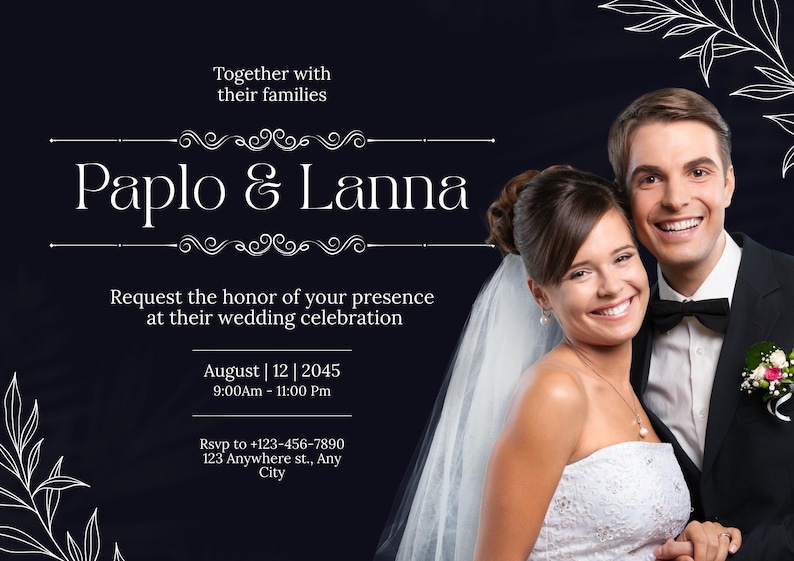 Marriage Invitation Card Template: Editable Canva Design (digital ...