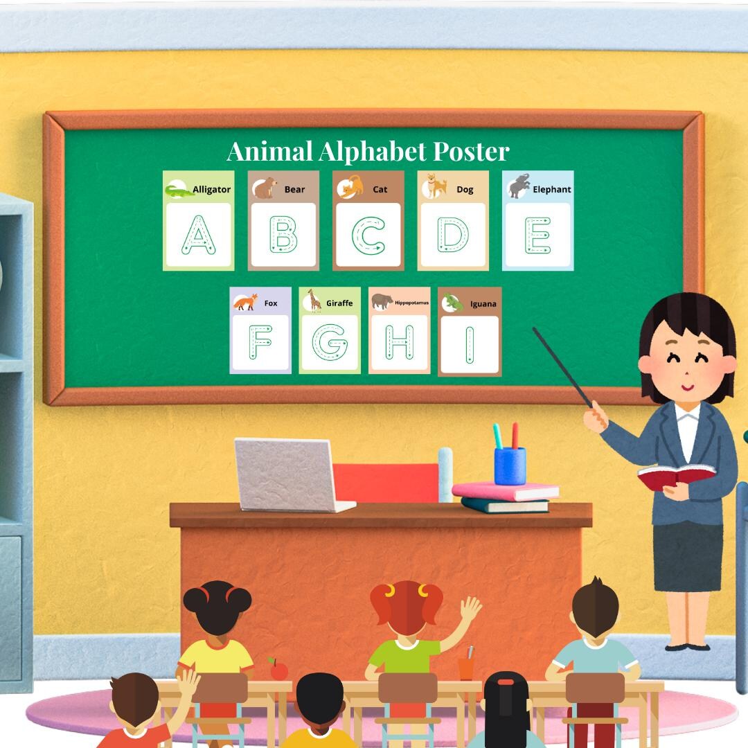 Animal Alphabet Poster: ABC Kids Room Wall Art (digital Download) - Etsy