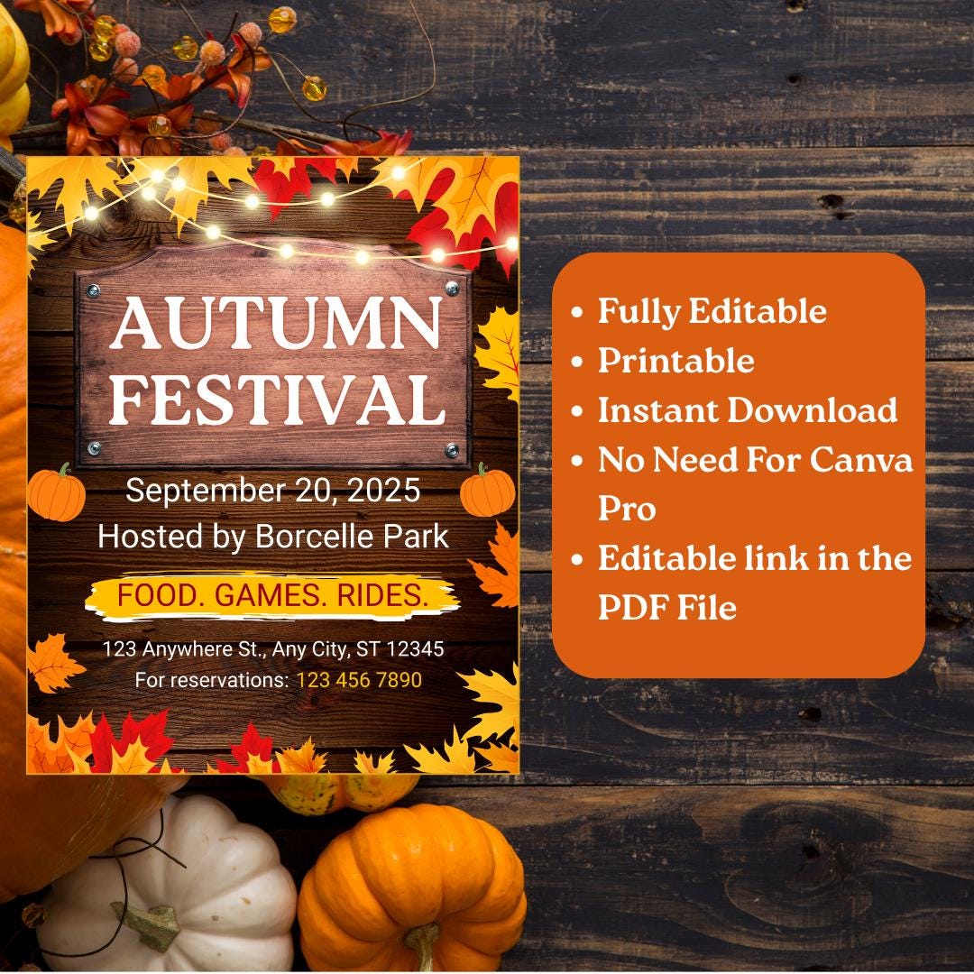 Customizable Fall Fest Invitation - Editable Autumn Celebration Flyer ...