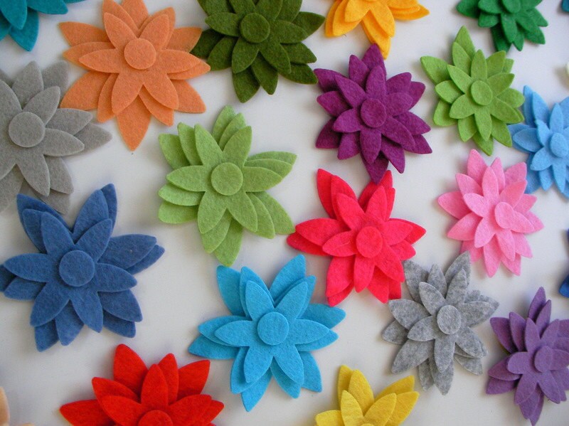 60 Piece Die Cut Felt Star Flower Shapes Bright Colors For | Etsy