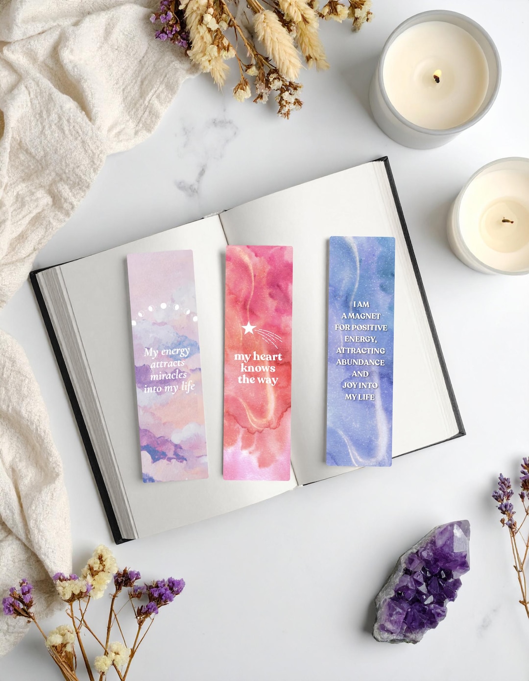 Positive Affirmation Bookmark Set – Pastel Spiritual Bookmarks for ...